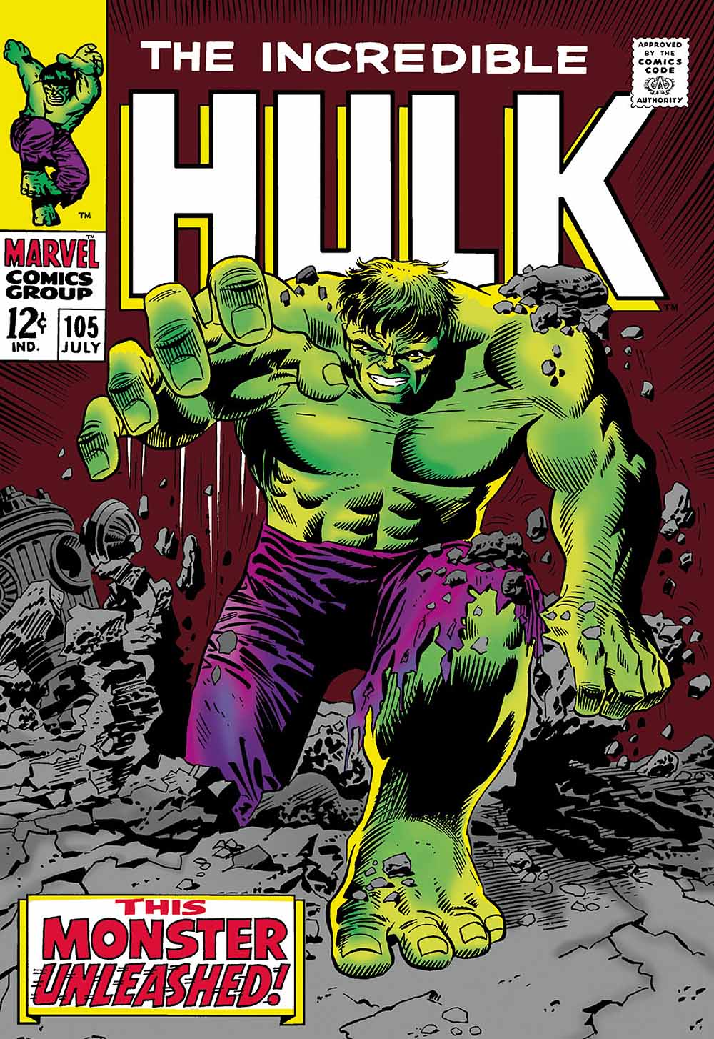 The Incredible Hulk #105 - This Monster Unleashed! - Boxed Canvas ...